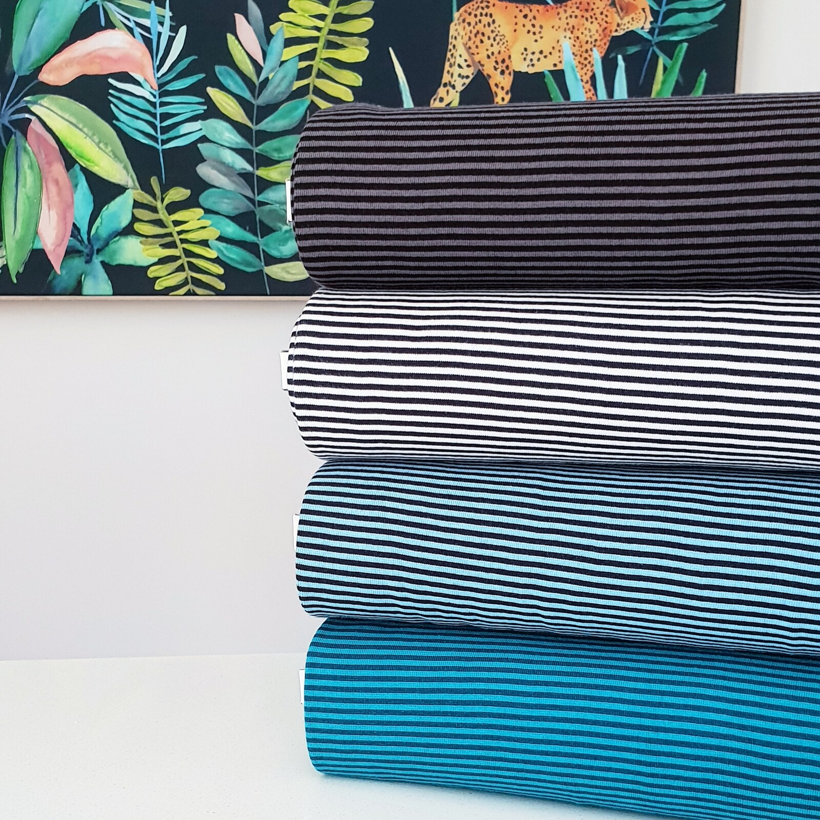 European Ribbing | Black/Dark Grey Heavy Weight Jersey Knit Ribbing ...